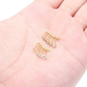 SCERRING 12PCS 20G Stainless Steel Nose L Shaped Rings Studs Nostril Ring Bend Piercing Jewelry 1.5mm 2mm 2.5mm 3mm 3.5mm 4mm Clear Cubic Zirconia Gold