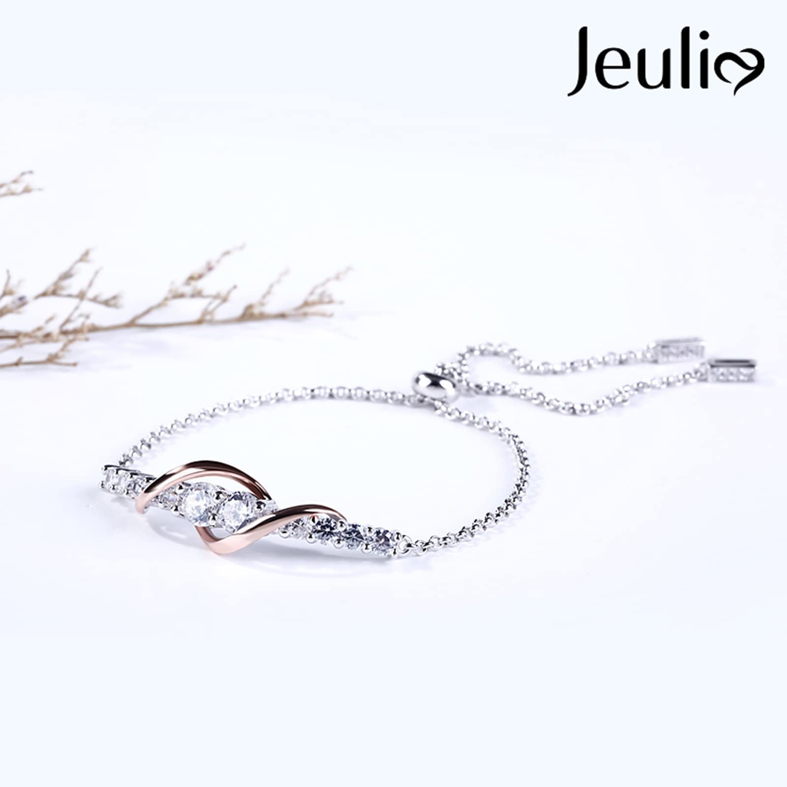 Jeulia 925 Sterling Silver Diamond-Cut Adjustable Boho Bead Bracelet for Women Never Apart White Diamond Bracelet Rope Chain Adjustable Wrist Pull Bracelet Anniversary Wedding Engagement Birthday Fest