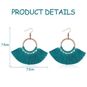 9 Pairs Statement Tassel Earrings Hoop Tassel Earrings Bohemian Handmade Dangle Ear Drops for Women Party Favor (Style 1)