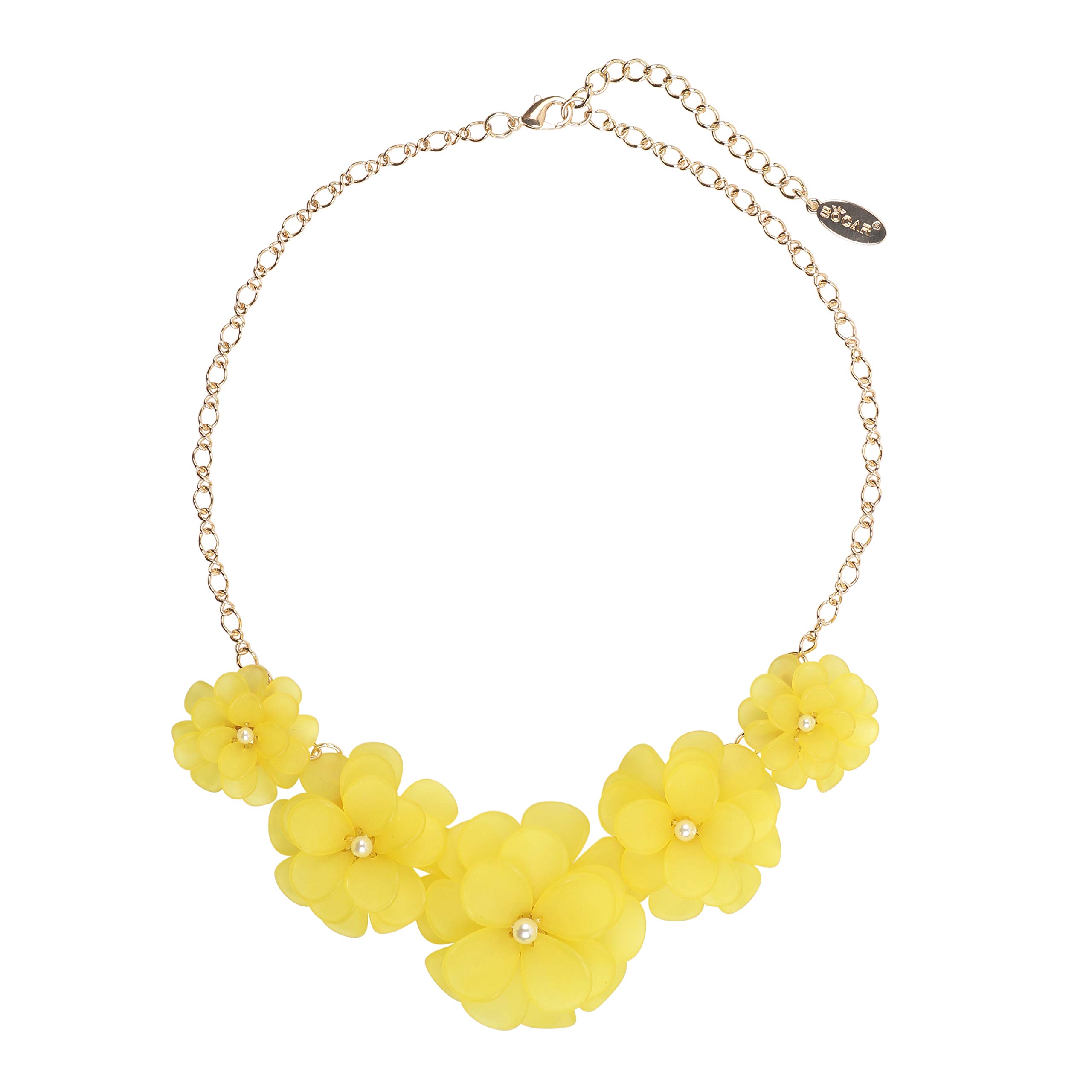 Bocar Flower Collar Necklace, Floral Flower Summer Beach Statement Choker Necklaces for Women Handmade Women Jewelry Party Gift (NK-10241-yellow)