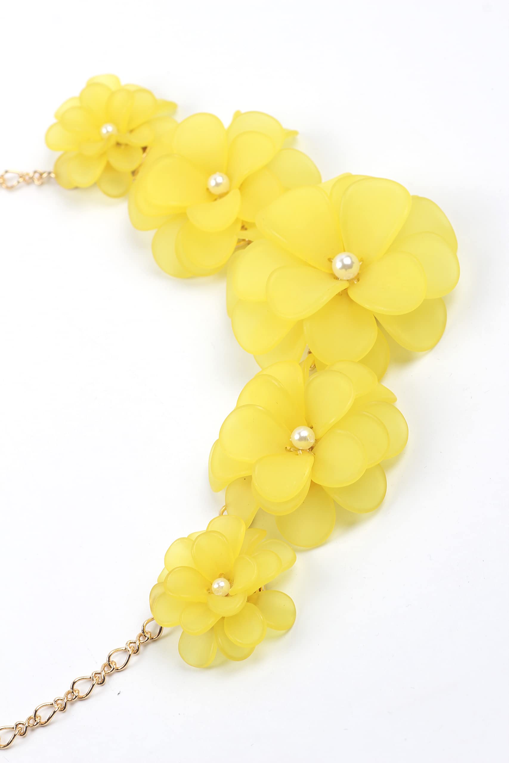 Bocar Flower Collar Necklace, Floral Flower Summer Beach Statement Choker Necklaces for Women Handmade Women Jewelry Party Gift (NK-10241-yellow)