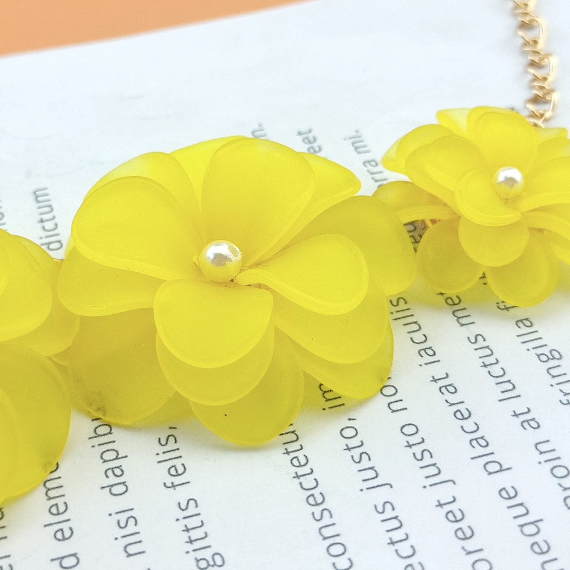 Bocar Flower Collar Necklace, Floral Flower Summer Beach Statement Choker Necklaces for Women Handmade Women Jewelry Party Gift (NK-10241-yellow)