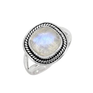 yotreasure rainbow moonstone solid 925 sterling silver split shank ring