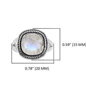 YoTreasure Rainbow Moonstone Solid 925 Sterling Silver Split Shank Ring