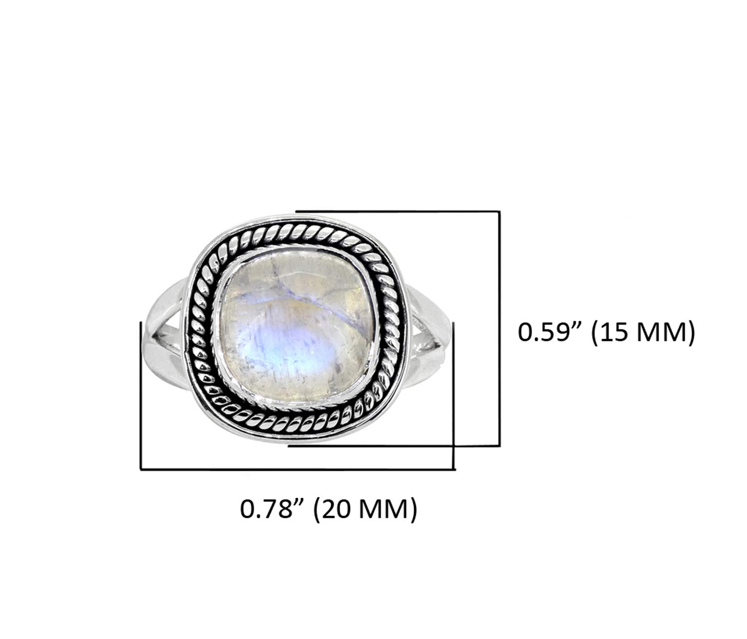 YoTreasure Rainbow Moonstone Solid 925 Sterling Silver Split Shank Ring