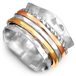 boho-magic spinner ring for women 925 sterling silver with copper brass and silver fidget rings (9)