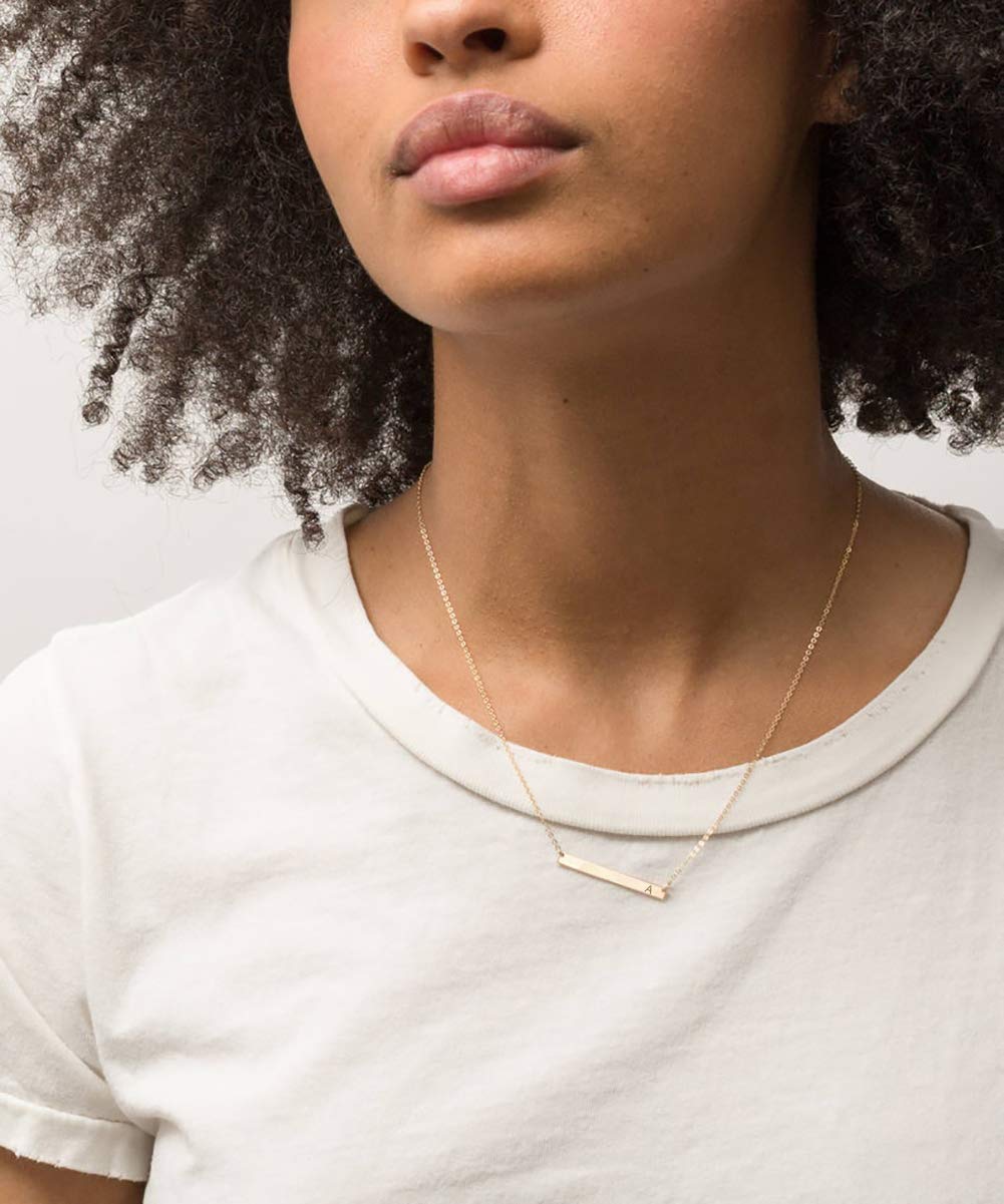 MOMOL Bar Pendant Initial Necklace, 18K Gold Plated Stainless Steel Bar Necklace Dainty Delicate Initial Necklace Simple Personalized Name Letter B Necklace for Women