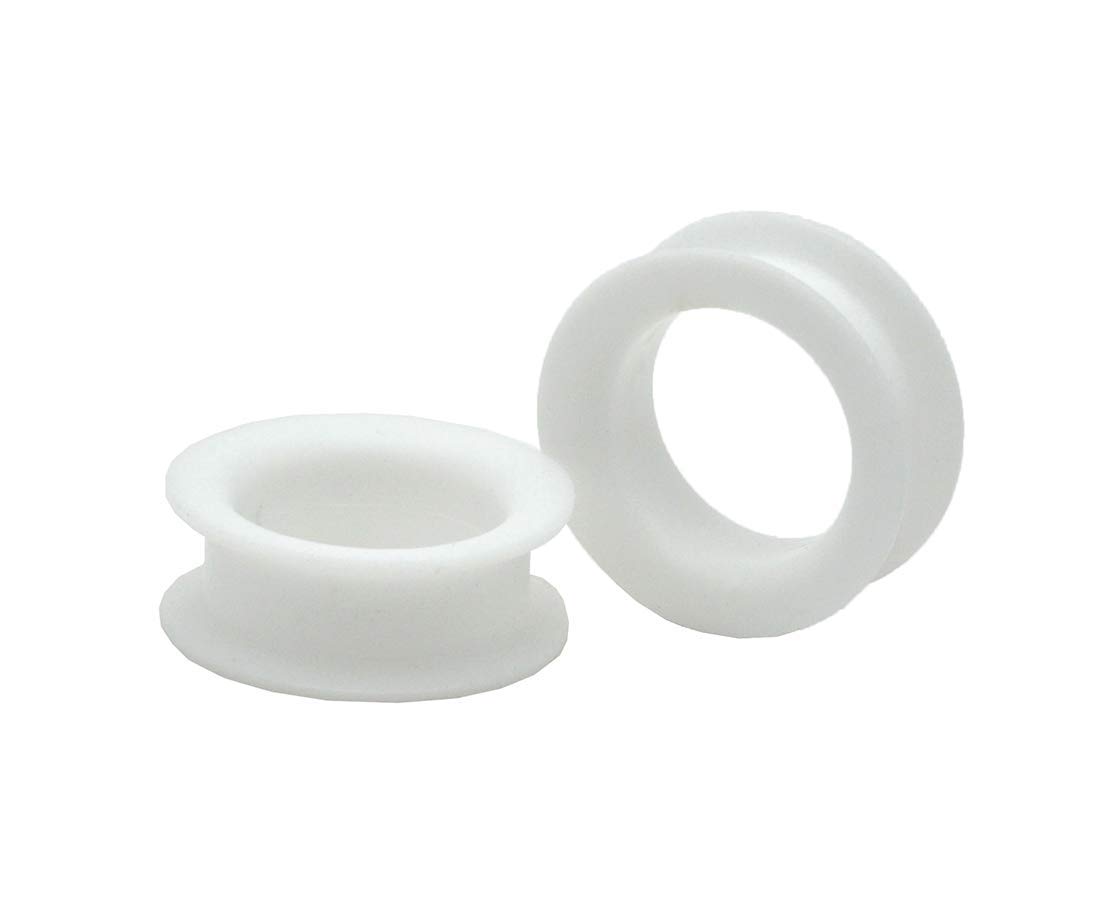 Mystic Metals Body Jewelry Large Gauge Plugs Standard Double Flared Silicone Tunnels (SIL-001)(White) - Sold As a Pair (1-3/4" (44mm))