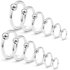 scerring 12pcs 16g stainless steel captive bead ring nose rings hoop helix daith cartilage tragus earrings nipple eyebrow body piercing 6-16mm silver