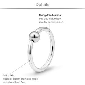 SCERRING 12PCS 16G Stainless Steel Captive Bead Ring Nose Rings Hoop Helix Daith Cartilage Tragus Earrings Nipple Eyebrow Body Piercing 6-16mm Silver