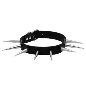 manfnee 1pcs punk gothic collar pu leather spike studded vintage choker necklace for men women black