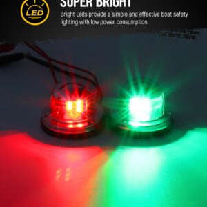 Partsam 2Pcs Marine Boat Light, Red Green LED Bow Navigation Lights, Deck Port Side Starboard Lights Sailing Signal Light for Pontoon Yacht Sailboat Speedboat Fishing Boats, IP67 Waterproof, DC 12V