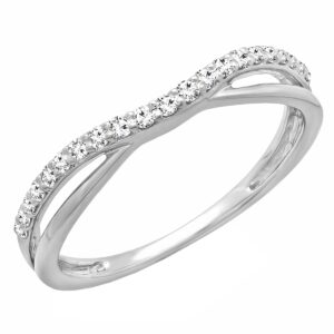 dazzlingrock collection round lab grown white diamond wedding guard contour band for women (0.25 ctw) in 14k white gold size 7.5