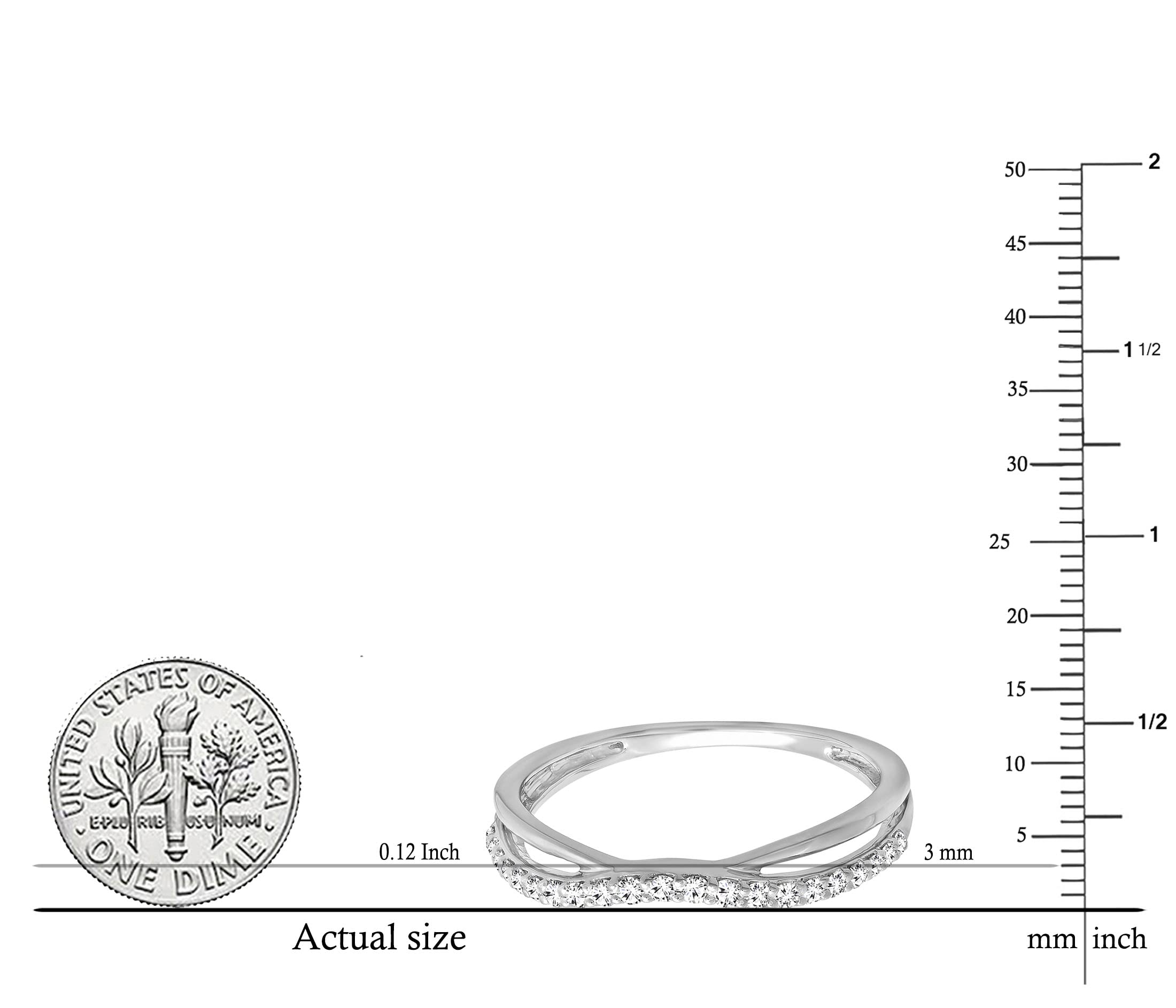 Dazzlingrock Collection Round Lab Grown White Diamond Wedding Guard Contour Band for Women (0.25 Ctw) in 14K White Gold Size 7.5