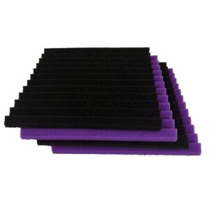 96 Pack Allxinlog Absorb the echo Acoustic Foam Panel Wedge Studio Soundproofing Wall Tiles 12" X 12" X 1" (48Purple+48Black)