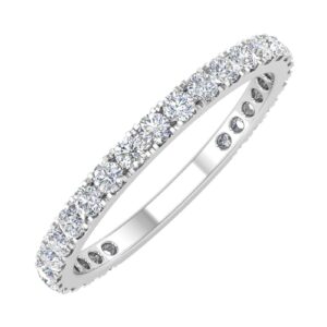 1/2 carat diamond wedding band ring in 14k white gold (ring size 6) (i1-i2 clarity)