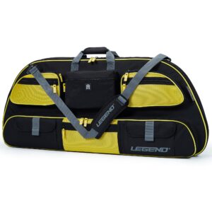 legend apollo travel compound bow case - soft bow case with spacious storage pockets & lightweight design - shock absorbing foam padding & tricot lining, arrow tube holder - 40" & 44" interior