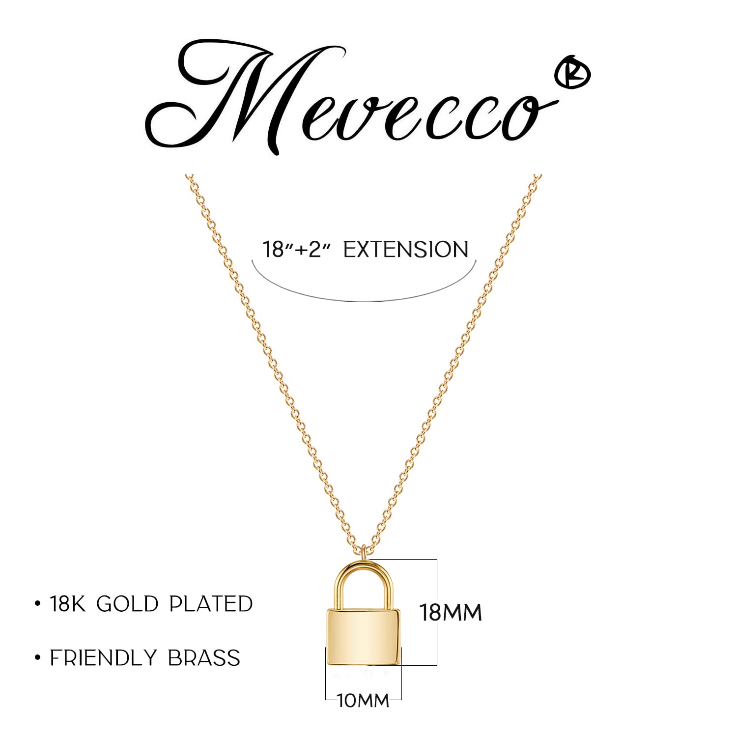 MEVECCO Gold Dainty Lock Necklace for Women 18K Gold Plated Cute Tiny Padlock Boho Love Elegant Necklace