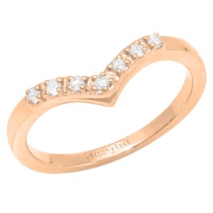 dazzlingrock collection 0.10 carat (ctw) round white diamond 7 stone chevron wedding ring for her in 14k rose gold size 6