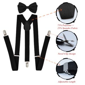 trilece Red Suspenders for Men with Bow Tie - Adjustable Size Elastic 1 inch Wide Y Shape - Womens Suspenders with Bowtie - Halloween Costume (Red, 1)