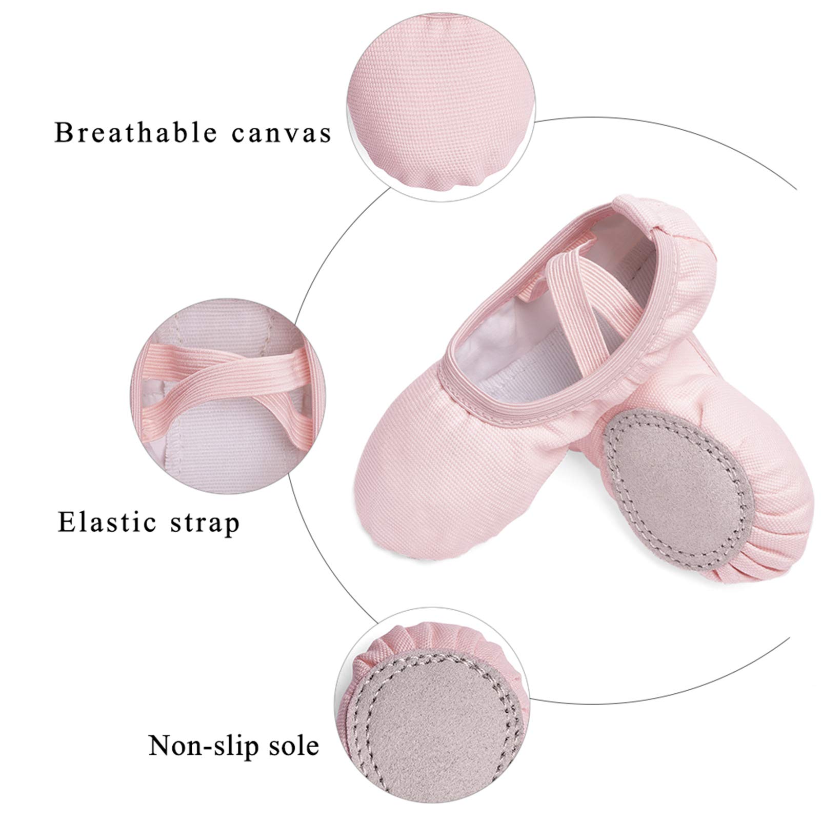 Stelle Canvas Ballet Shoes Toddler Girls Ballet Slippers No-Tie Boys Dance Shoes(Ballet Pink,11 Little Kid)