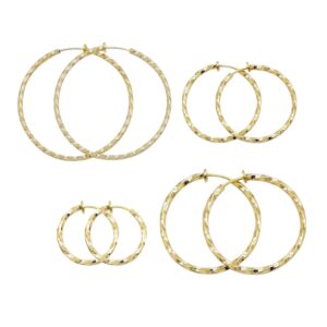 laxpicol twisted large clip on earrings gold tone 1.18in/1.57in/1.96in/2.36in 4pcs hoop earrings clip on earrings for women no piercing