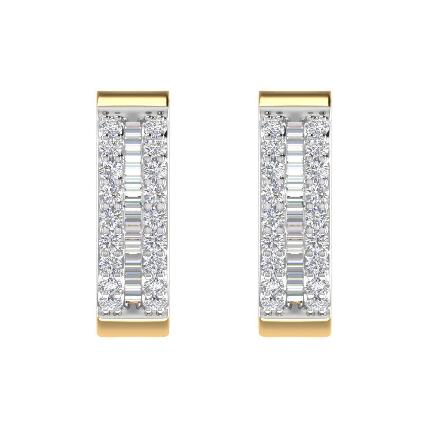 1/4 Carat Diamond Hoop & Huggies Earrings in 10K Yellow Gold