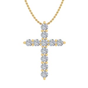 1/2 carat diamond cross pendant necklace in 14k yellow gold (silver chain included)