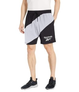 reebok workout ready woven graphic short, black, medium