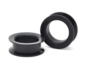 mystic metals body jewelry large gauge plugs standard double flared silicone tunnels (sil-001)(black) - sold as a pair ((36mm))