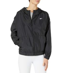 reebok workout ready woven jacket, black, large