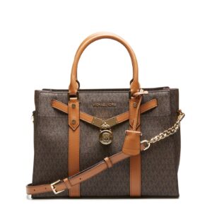 nouveau hamilton large logo and leather satchel