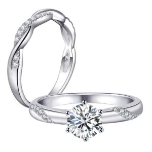 castillna sterling silver twisted flame simulated diamond cz cubic zirconia engagement wedding bridal rings set