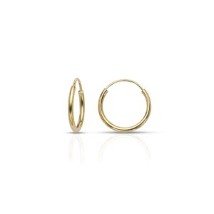 14k yellow gold endless hoop earrings 13x1.3mm