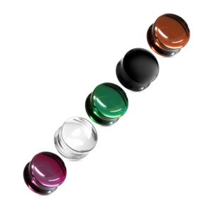 Double Flared Concave Saddle Glass Plugs (00GA (10mm), Green)