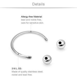 SCERRING 10PCS 20G Stainless Steel Horseshoe Septum Ring Nose Rings Hoop Helix Daith Cartilage Tragus Earrings Eyebrow Body Piercing Jewelry 6-14mm Silver