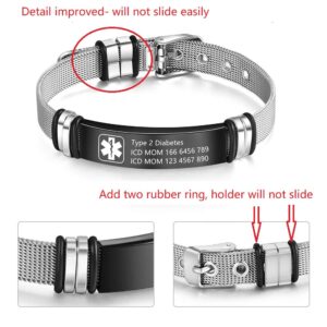 Wendy Made Medical Alert Bracelets for Women Men Custom Adjustable Medical ID Bracelets Emergency Alert Bracelets Health Alert Bracelets for Men Women (With medical bracelet)