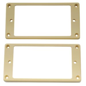 musiclily pro plastic humbucker pickup ring flat bottom neck bridge pickup frame set for electric guitar, cream