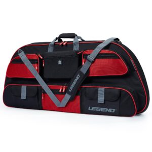 legend apollo travel compound bow case - soft bow case with spacious storage pockets & lightweight design - shock absorbing foam padding & tricot lining, arrow tube holder - 40" & 44" interior