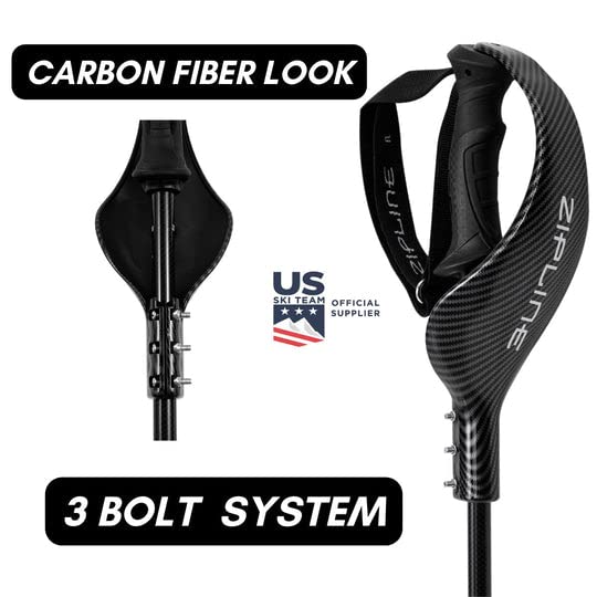 Zipline Ski Pole Hand Guard - U.S. Ski Team Official Ski Pole (Black Carbon)