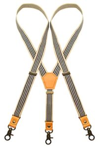 mendeng men beige stripe suspenders bronze snap hooks braces for wedding party