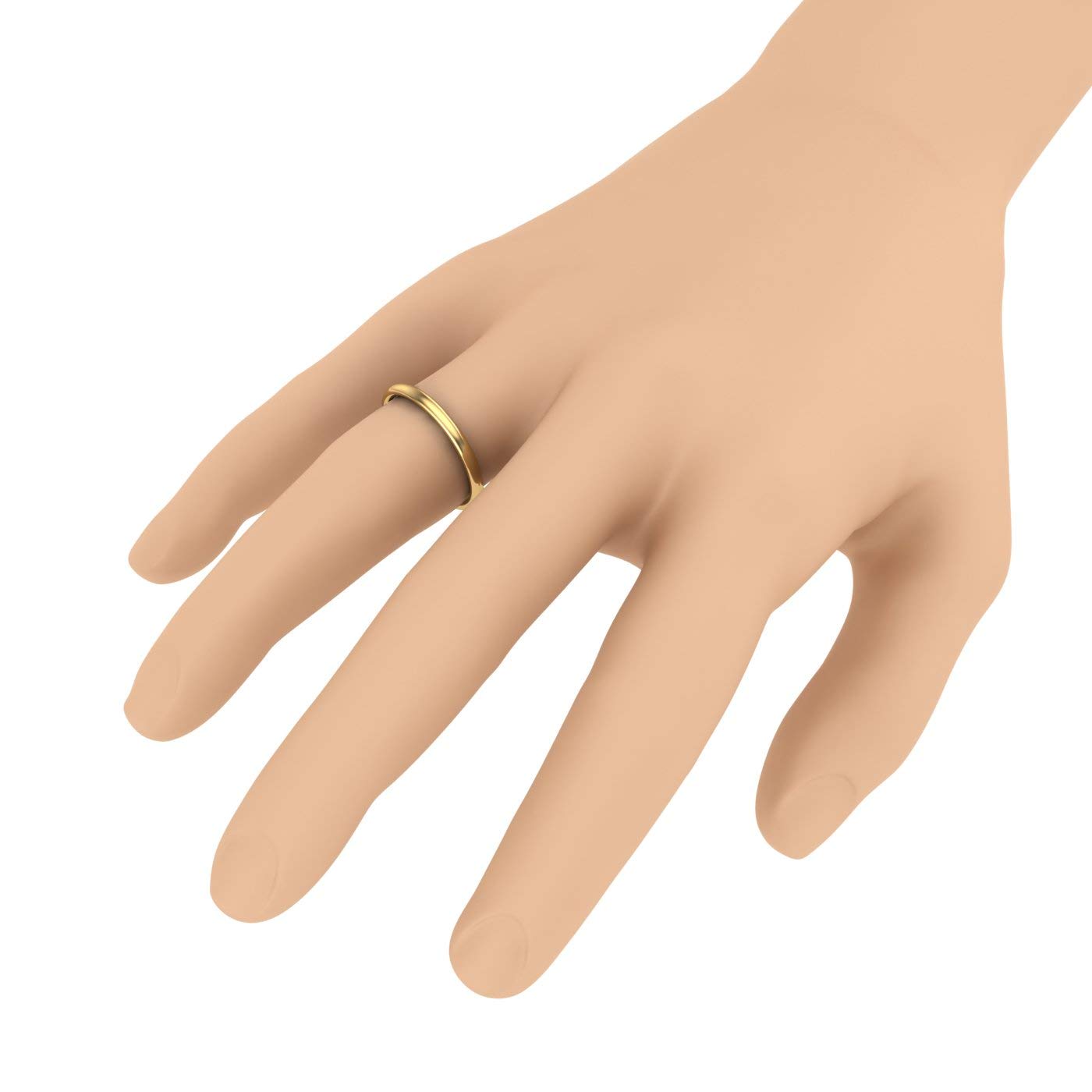 14K Yellow Gold 2mm Plain Wedding Band (Ring Size 6)