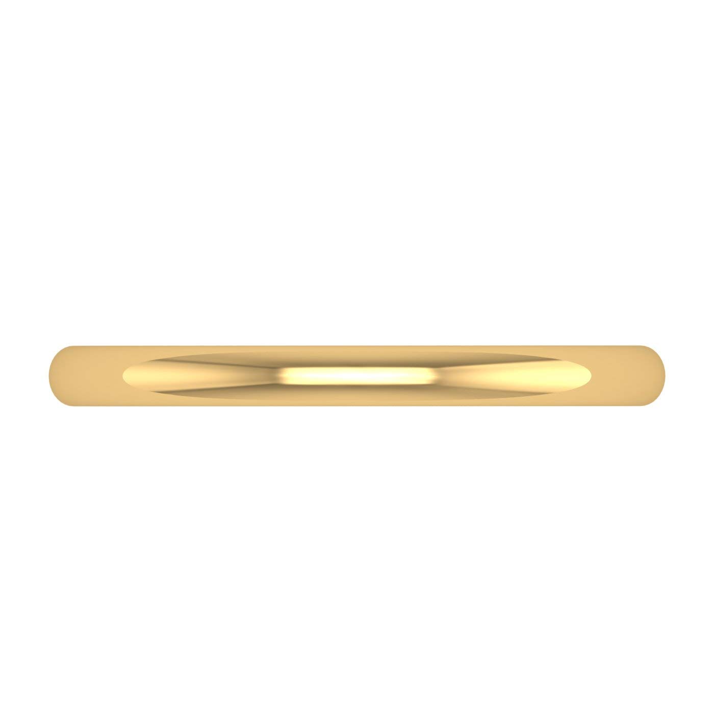 14K Yellow Gold 2mm Plain Wedding Band (Ring Size 6)