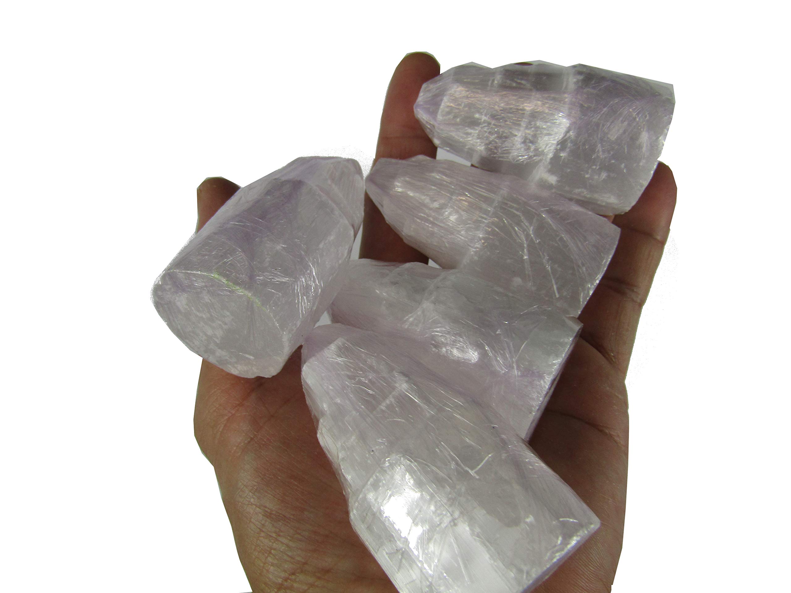 CircuitOffice 5 Piece Selenite Skyscraper Tower Points 2.4" Tall, for Wicca, Reiki, Healing, Metaphysical, Chakra, Positive Energy, Lucky Feng Shui, Meditation, Protection, Powers, Decoration Or Gift