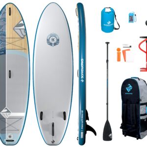 Boardworks SHUBU Kaken All-Water/Surf Inflatable Stand-Up Paddle Board (iSUP) | SUP Package Includes Pump, Three Piece Paddle and Roller Bag | 10’