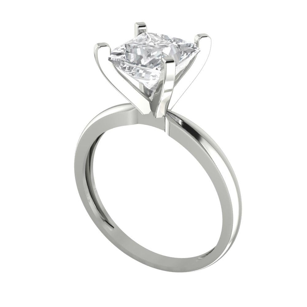 Clara Pucci 2.0 ct Princess Cut Solitaire Lab Created White Sapphire Bridal Wedding Anniversary Engagement Ring 14k White Gold 8.25