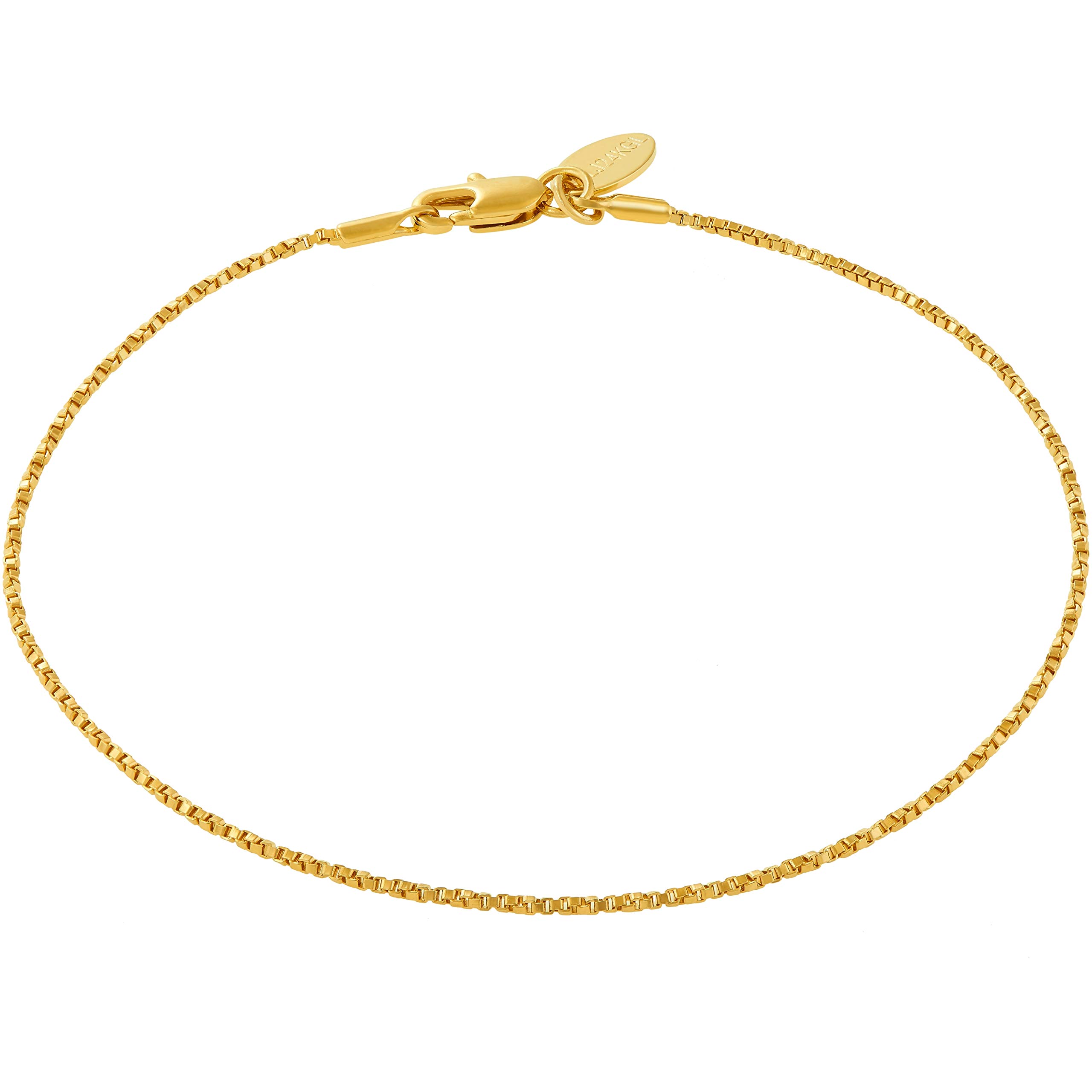 LIFETIME JEWELRY Twisted Box Chain Anklet for Women and Men 24k Real Gold Plated (Gold, 10)