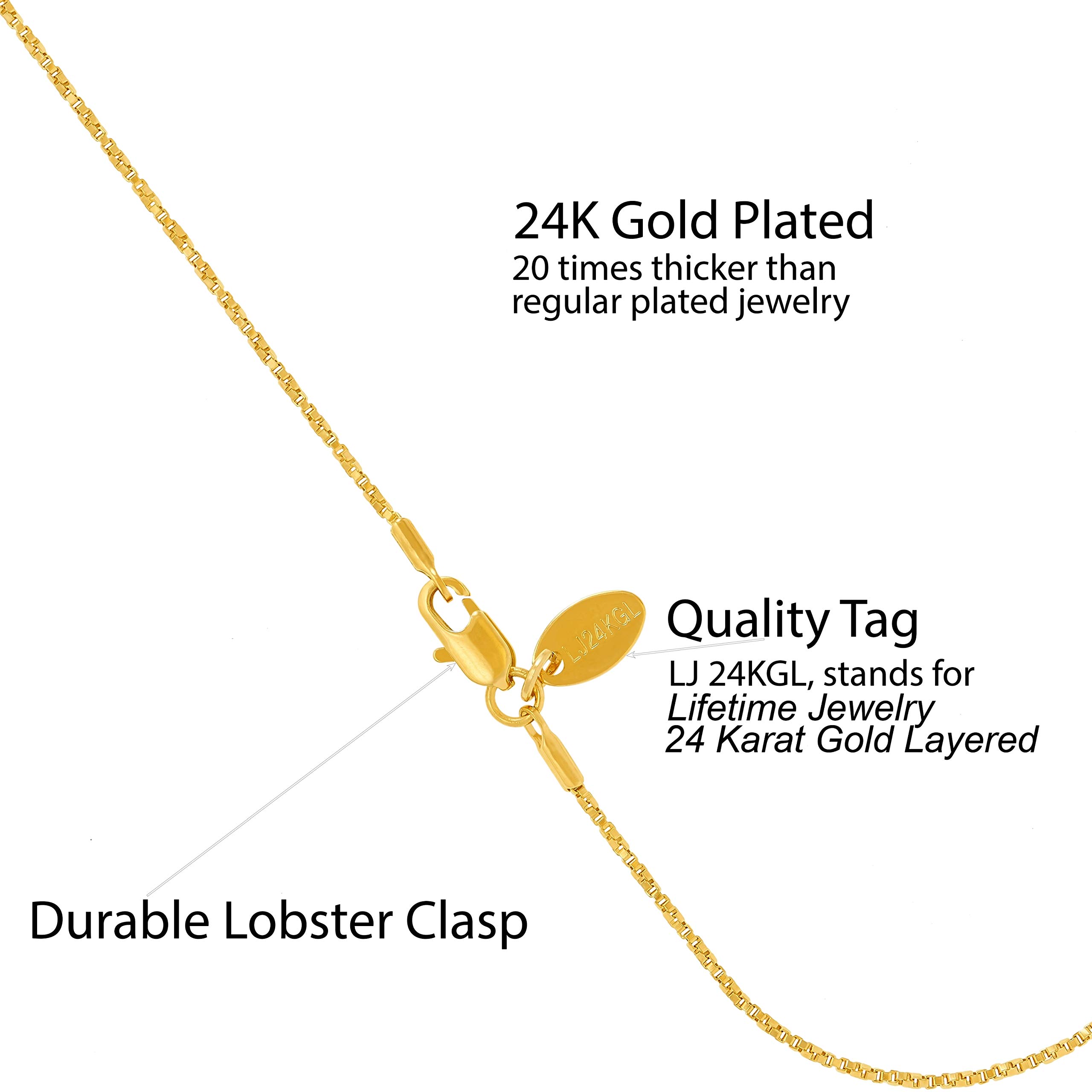 LIFETIME JEWELRY Twisted Box Chain Anklet for Women and Men 24k Real Gold Plated (Gold, 10)