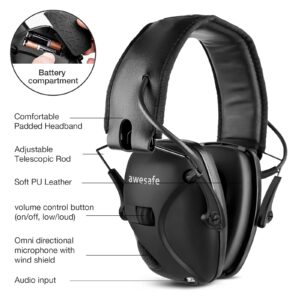 awesafe Electronic Shooting Earmuff Ear Hearing Protection Safety Ear Muffs Noise Reduction Sound Amplification