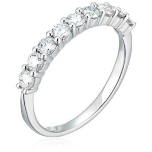 VIR JEWELS 3/4 carat (ctw) Diamond Wedding Anniversary Band for Women, Round Diamond Engagement Ring 14K White Gold 9 Stones Prong Set 0.75 cttw, Size 8.5